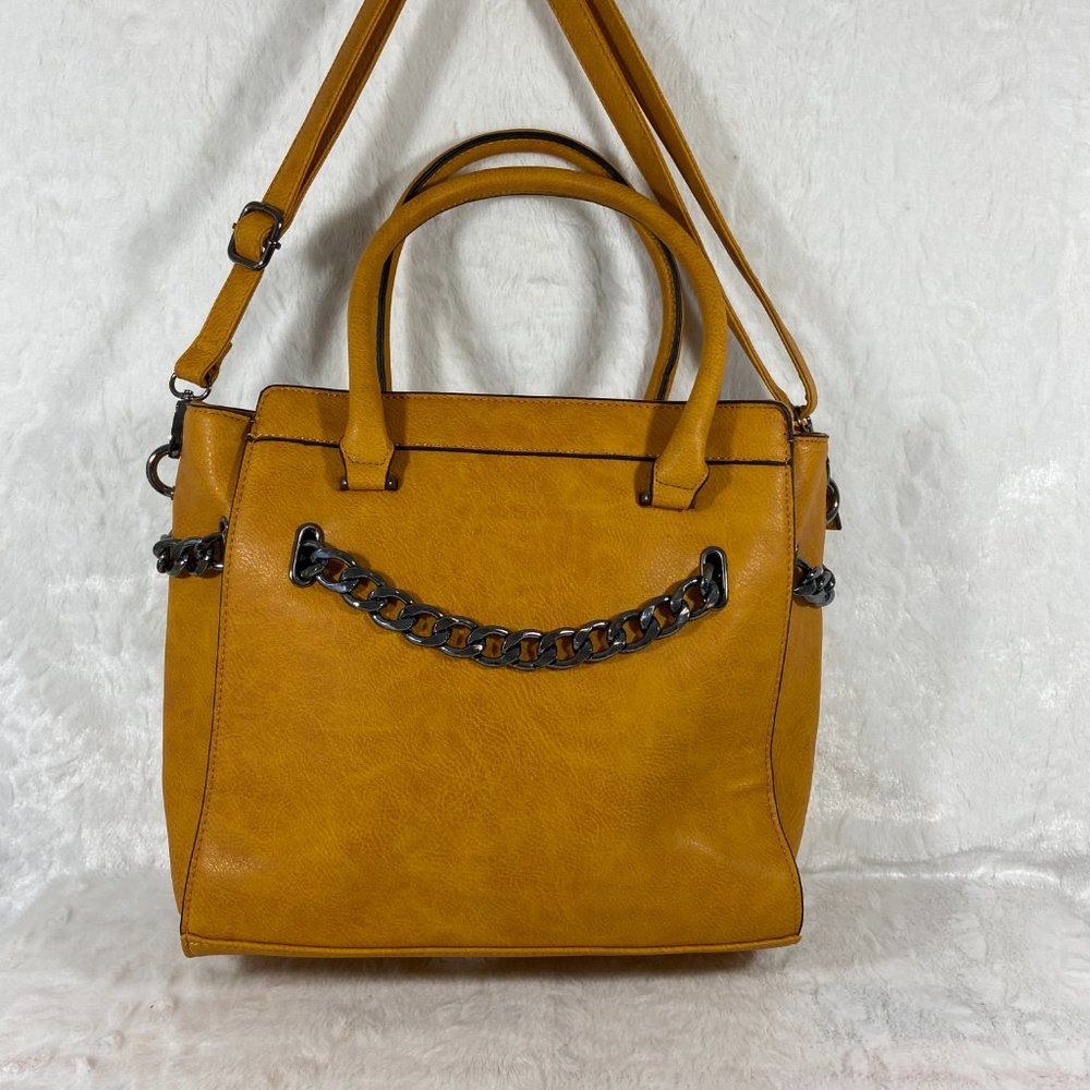 Mustard Color Satchel Dual Handle Handbag Front Embel… - Gem